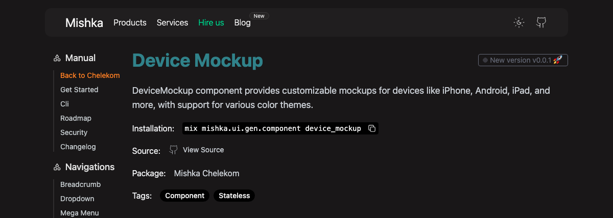 Device Mockups - Chelekom Phoenix & LiveView component