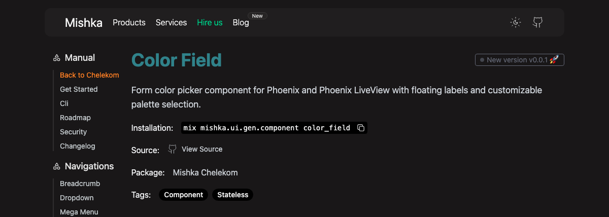 Form color picker - Chelekom Phoenix & LiveView component