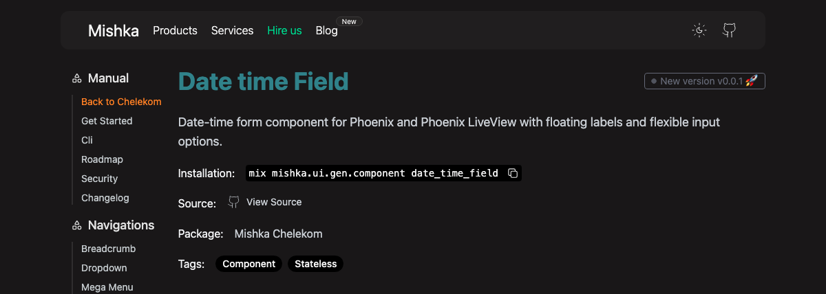 Date-time form - Chelekom Phoenix & LiveView component