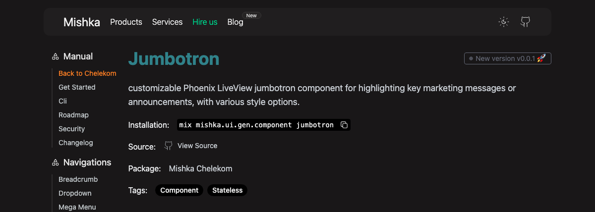 Jumbotron - Chelekom Phoenix & LiveView component