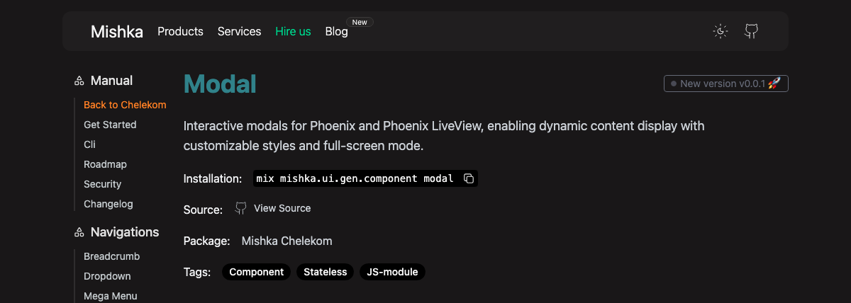 Modal - Chelekom Phoenix & LiveView component
